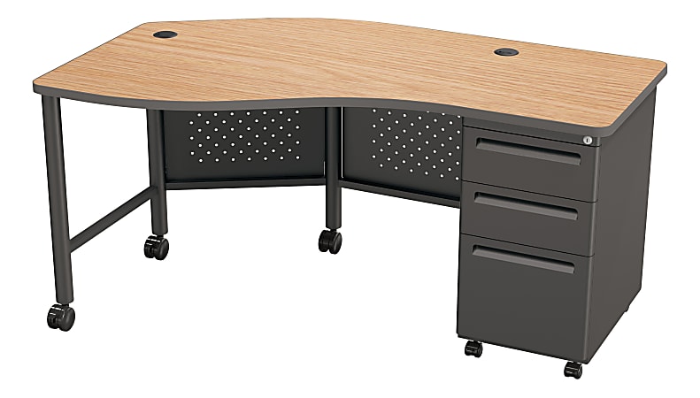 Balt Instructor Teachers Desk II Desk OakBlack - Office Depot