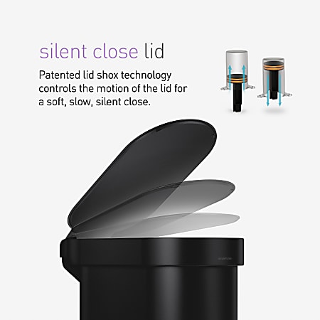 simplehuman Slim Liner Rim Step Trash Can 12 Gallons Matte Black Steel ...