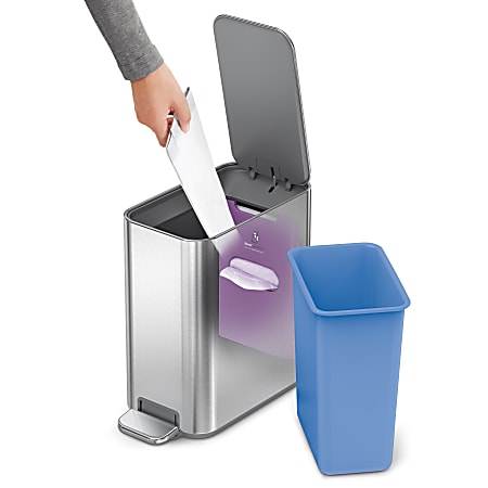 simplehuman Profile Slim Step Trash Can 1.3 Gallon 12.2 H x 12.6 D x 6. ...