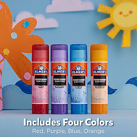 Elmers Color N Glitz Glue Sticks 0.21gm Pack Of 4 Glue Sticks - Office ...