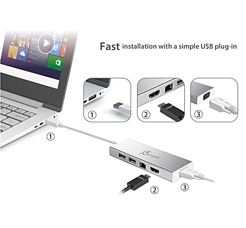 j5create USB 3.0 Mini Dock Silver JUD380 - Office Depot