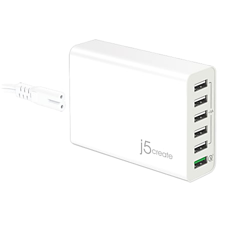j5create 6 Port USB Quick Charge 3.0 Hub 3.87 H x 1.06 W x 2.75 D JUP60 ...