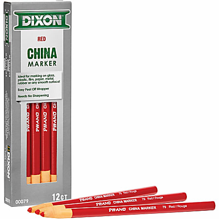 Dixon Phano China Markers Red Box Of 12 - Office Depot