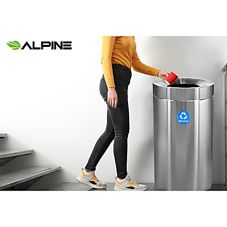 Alpine Industries Stainless Steel Recycling Can 50 Gallon Silver ...