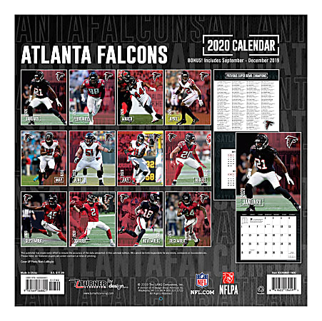 Turner Licensing Monthly Wall Calendar 12 x 12 Atlanta Falcons 2020 ...
