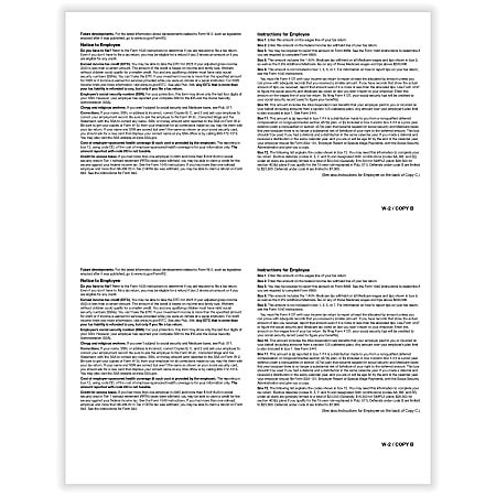 ComplyRight W 2 Tax Forms Employee s IRS Federal Copy B 2 Up 8 12 x 11 ...