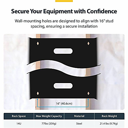 StarTech.com 14U Wall Mount Rack 14in Deep 19 inch Wall Mount Network ...