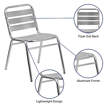 Flash Furniture Lila Aluminum Commercial IndoorOutdoor Armless Triple ...