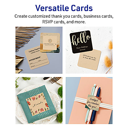Avery Printable Note Cards With Sure Feed Technology 2 x 2 Square ...