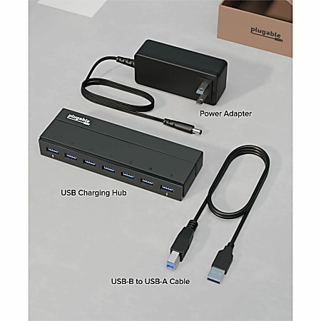 Plugable 7 Port USB 3.0 Hub with 36W Power Adapter Connect up to seven ...