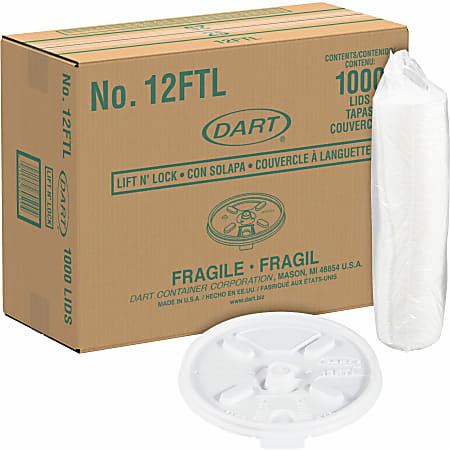 Dart Lift n Lock Lid For Foam Cups 12 Oz White Pack Of 1000 - Office Depot