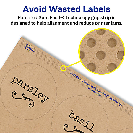 Avery Kraft Permanent Labels With Sure Feed 94513 KMP100 Round 3 ...