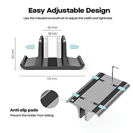 Mobile Pixels Vertical Laptop Stand 6 34 H x 4 12 W x 2 12 D Black ...