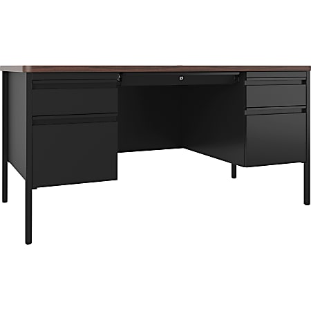 Lorell Fortress Steel 60 W Double Pedestal Teachers Computer Desk ...