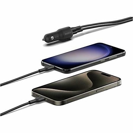 Belkin BoostCharge Dual Car Charger 42W 12 V DC Input Black - Office Depot