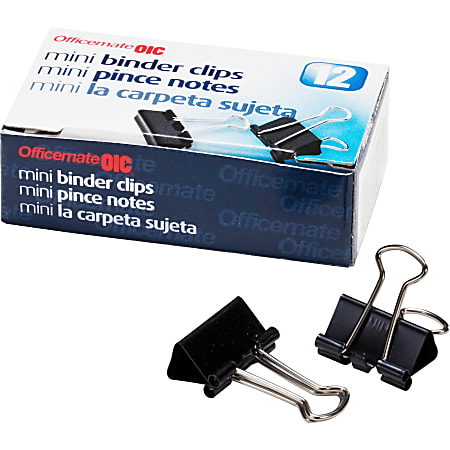 OIC Binder Clips Mini 916 Black Box Of 12 - Office Depot