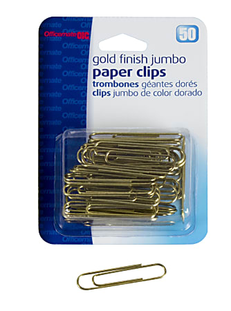 OIC Paper Clips Box Of 50 Jumbo Gold - Office Depot