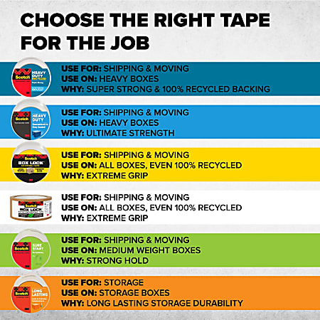 Scotch Heavy Duty Packaging Tape 7750S RD 12GC 1.88 in x 38.3 yd 48 mm ...