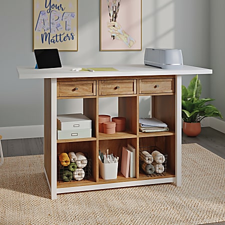Sauder Craft Pro Series Work Table Desk 60 W Sindoori MangoWhite ...