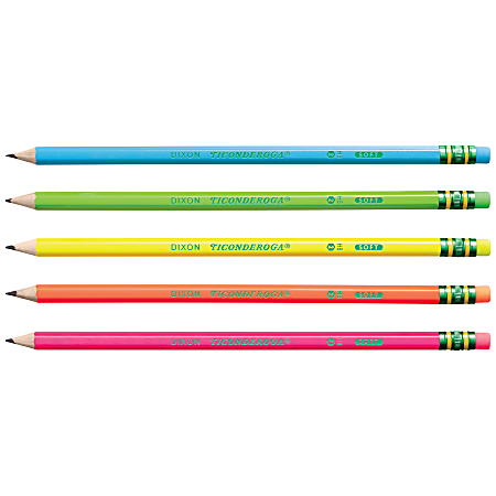 Ticonderoga Dixon Pencils No 2 Soft Assorted Neon Pack Of 18 Pencils ...