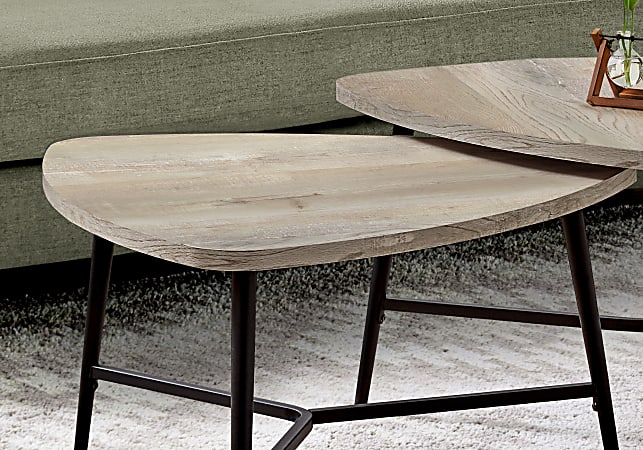 Monarch Specialties Davie 2 Piece Table Set TaupeBlack - Office Depot