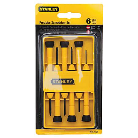 Stanley 6 Piece Precision Screwdriver Set Yellow - Office Depot