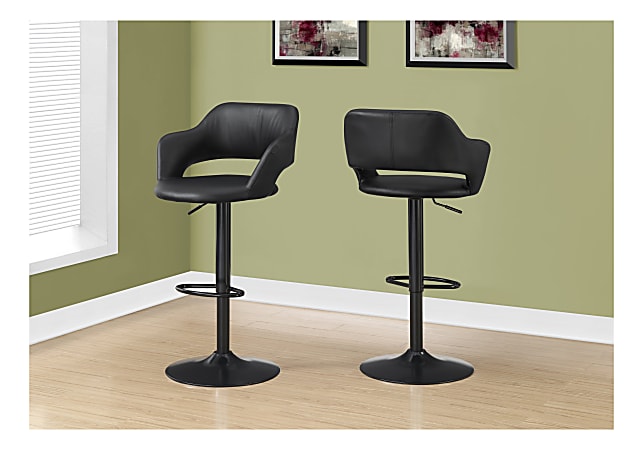 Monarch Specialties Hydraulic Lift Bar Stool Bonded Leather Black ...