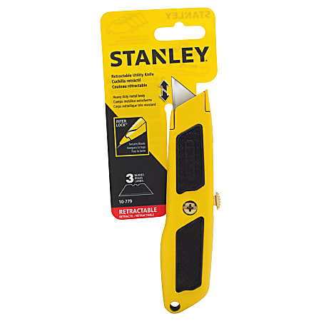 Stanley Dynagrip Retractable Utility Knife 6 Yellow - Office Depot