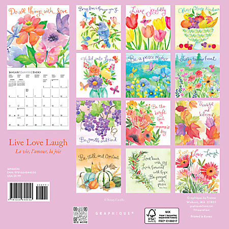 2026 Graphique Inspirational Monthly Mini Wall Calendar 7 x 7 Live Love ...