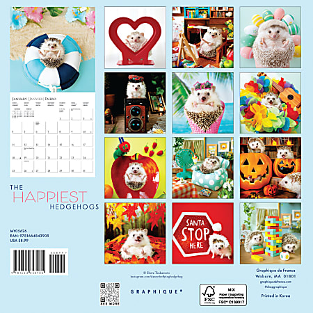 2026 Graphique Animals Monthly Mini Wall Calendar 7 x 7 Happiest ...