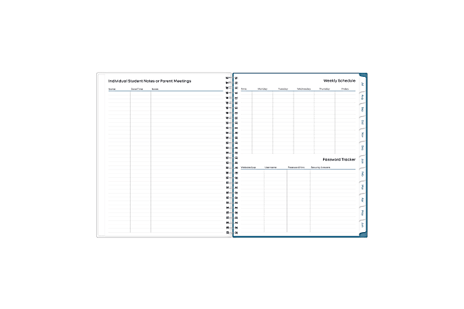 2025 2026 Blue Sky WeeklyMonthly Teacher Lesson Planning Calendar 8 12 ...