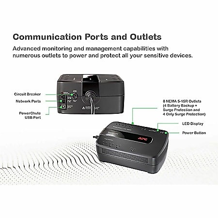 APC Back UPS 8 Outlet 550 Volt Ampere Battery Back Up and Surge ...