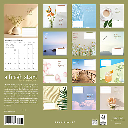 2026 Graphique Inspirational Monthly Wall Calendar A Fresh Start 12 x ...
