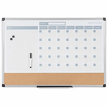 MasterVision 3 In 1 Cork Planner Board 24 x 36 Aluminum Plastic Frame ...