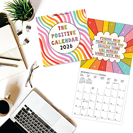 2026 Graphique Inspirational Monthly Wall Calendar Positive 12 x 12 ...