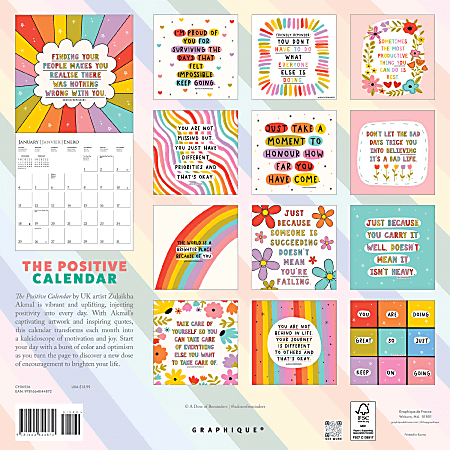 2026 Graphique Inspirational Monthly Wall Calendar Positive 12 x 12 ...