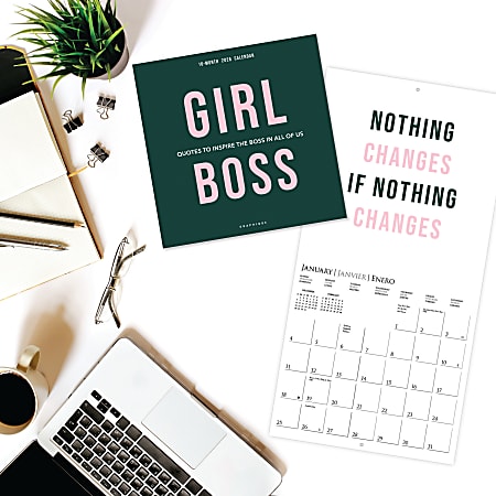 2026 Graphique Inspirational Monthly Wall Calendar Girl Boss 12 x 12 ...