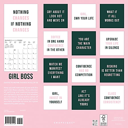 2026 Graphique Inspirational Monthly Wall Calendar Girl Boss 12 x 12 ...