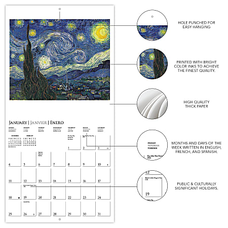 2026 Graphique Fine Arts Monthly Wall Calendar 12 x 12 Van Gogh January ...