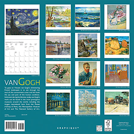 2026 Graphique Fine Arts Monthly Wall Calendar 12 x 12 Van Gogh January ...