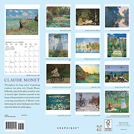 2026 Graphique Fine Arts Monthly Wall Calendar 12 x 12 Monet January To ...