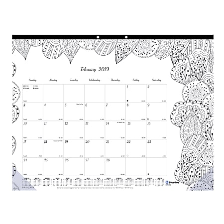 Blueline DoodlePlan Monthly Coloring Desk Pad 22 x 17 50percent ...