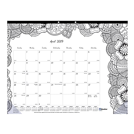 Blueline DoodlePlan Monthly Coloring Desk Pad 22 x 17 50percent ...