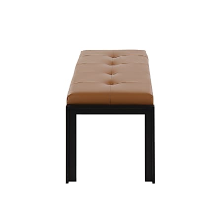 LumiSource Fuji Contemporary Faux Leather Bench, Black/Camel