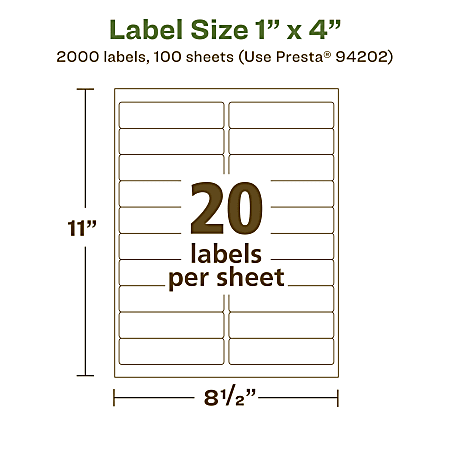 Avery Recycled Paper Labels 94202 EWMP100 Rectangle 1 x 4 White Pack Of ...