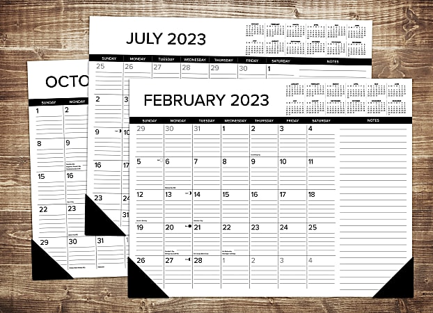 Willow Creek Press Monthly Desk Pad Calendar 17 X 22 Black White