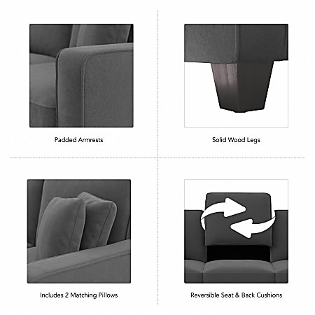 Bush Furniture Stockton 85 W Sofa Charcoal Gray Herringbone Standard ...