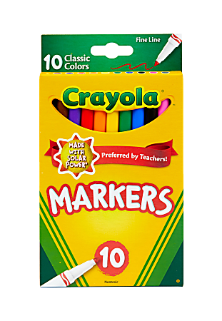 Crayola Fine Line Markers Assorted Classic Classpack Pack Of 10 Office Depot