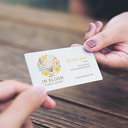 Custom Full Color Raised Print Business Cards Bright White Linen 2 ...