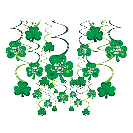 Amscan 679490 St. Patricks Day Shamrock Swirls Decorations 7 Green Pack ...